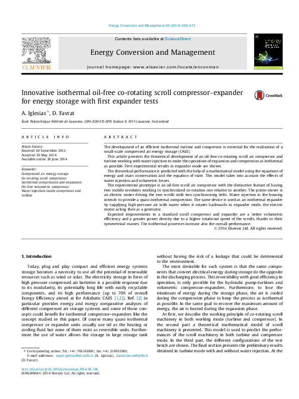(PDF) Innovative isothermal oil-free co-rotating scroll compressor ...
