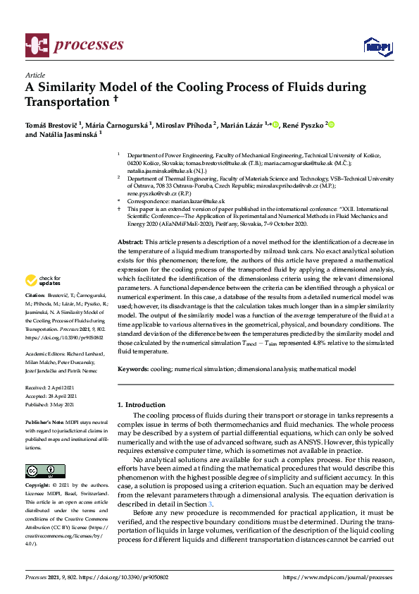 (PDF) A Similarity Model of the Cooling Process of Fluids during Transportation | Rene Pyszko ...