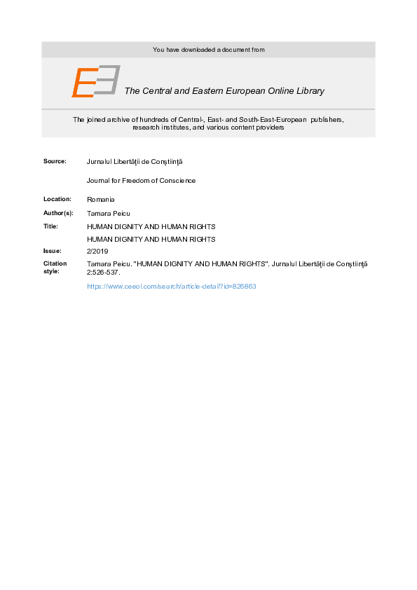(PDF) Human Dignity and Human Rights