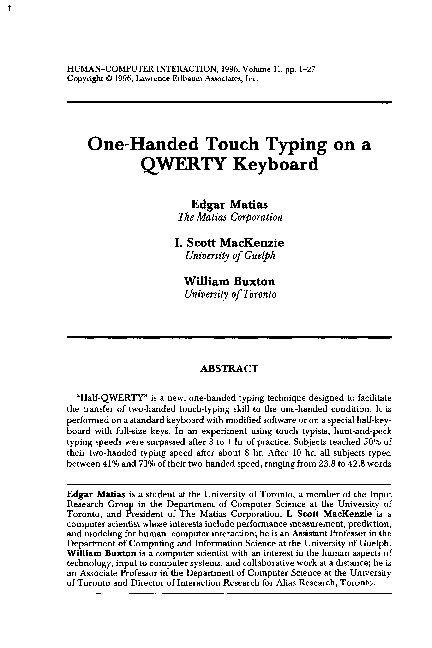 (PDF) One-Handed Touch Typing on a QWERTY keyboard | qwerty qwerty ...