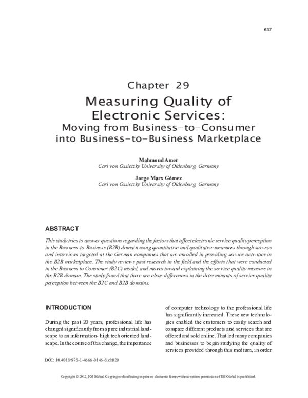 (PDF) Measuring Quality of Electronic Services