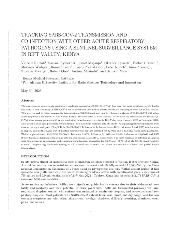 (PDF) Tracking SARS-COV-2 Transmission and Co-Infection with Other ...
