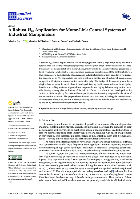 (PDF) A Robust H∞ Application for Motor-Link Control Systems of ...