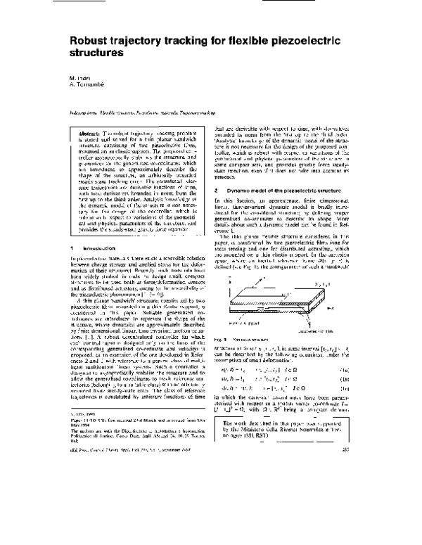 (PDF) Robust trajectory tracking for flexible piezoelectric structures