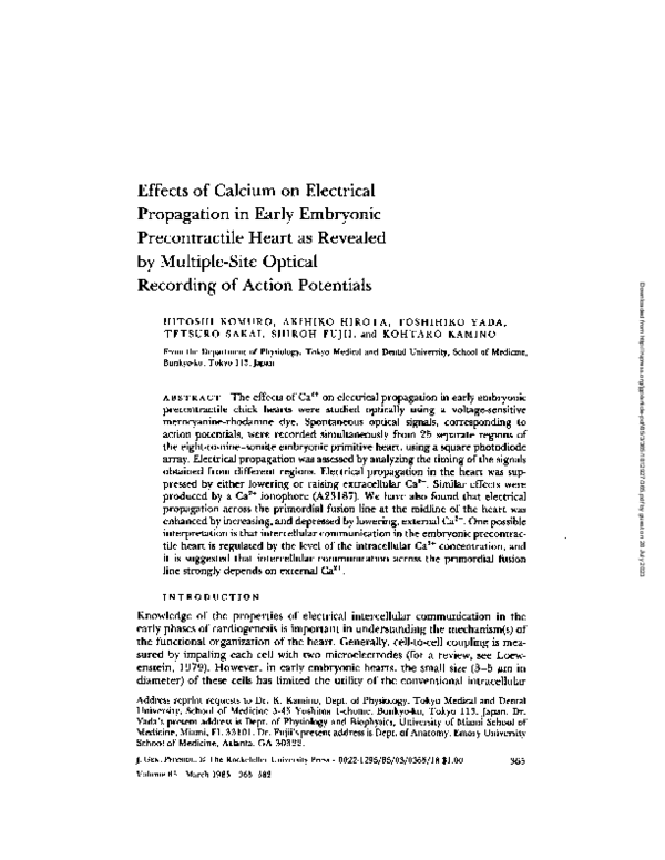 (PDF) Effects of calcium on electrical propagation in early embryonic ...