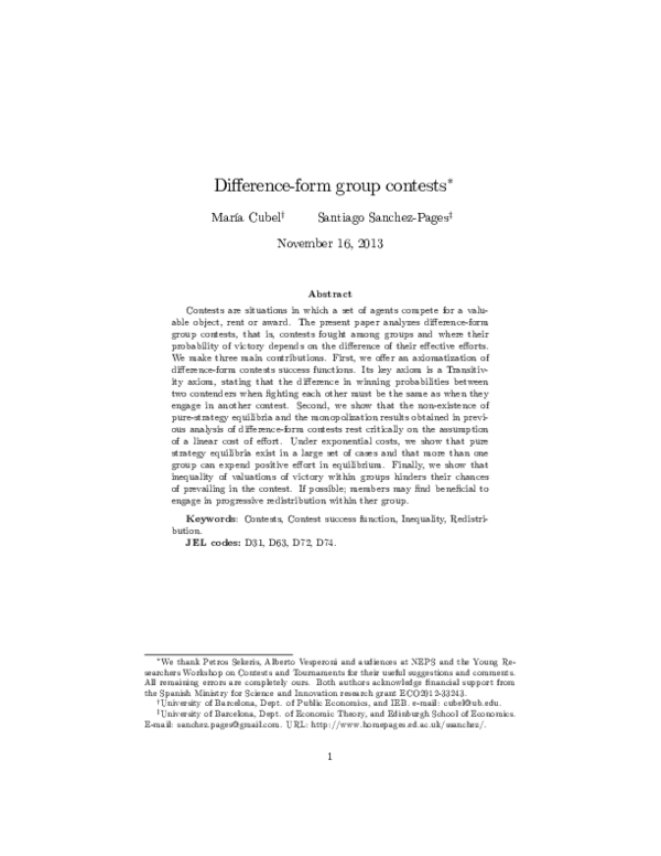 (PDF) Di ¤ erence-form group contests