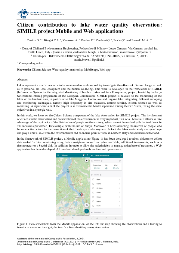 (PDF) Citizen contribution to lake water quality observation: SIMILE ...