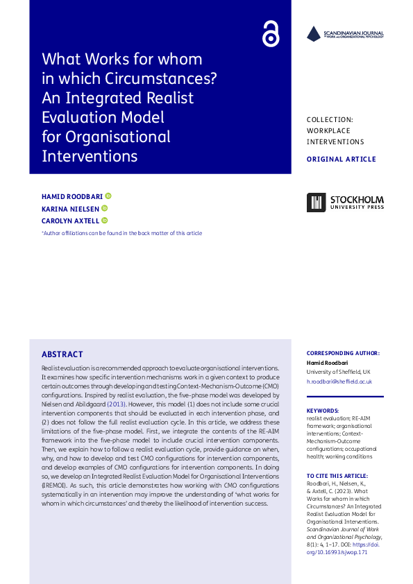 (PDF) What Works for whom in which Circumstances? An Integrated Realist ...