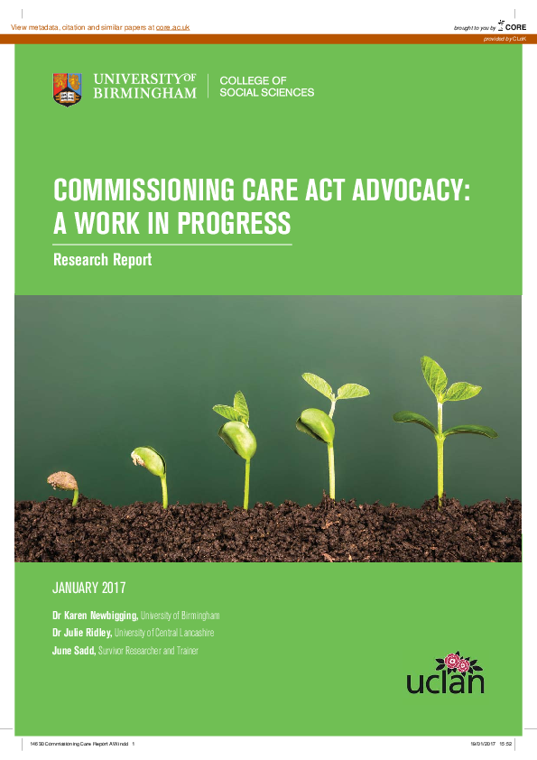 (PDF) Commissioning Care Act Advocacy