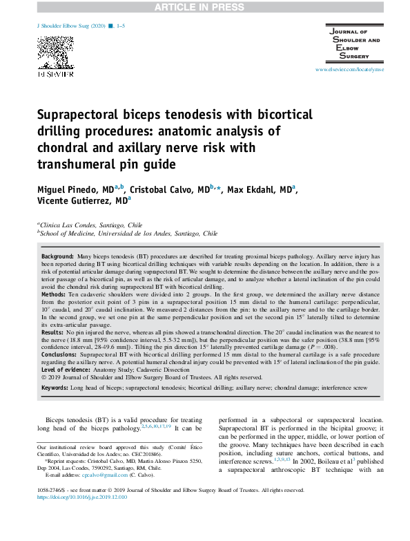 (PDF) Suprapectoral biceps tenodesis with bicortical drilling ...