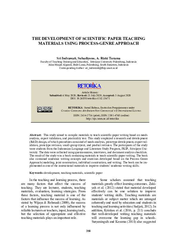 (PDF) The Development of Scientific Paper Teaching Materials Using ...