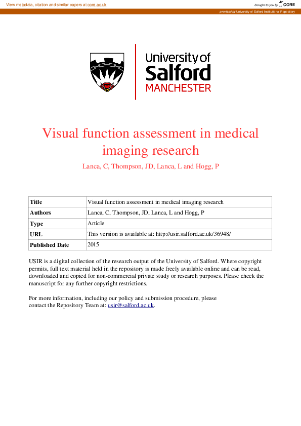 (PDF) Visual Function Assessment in Medical Imaging Research