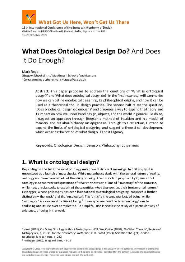 (PDF) What Does Ontological Design Do? And Does It Do Enough