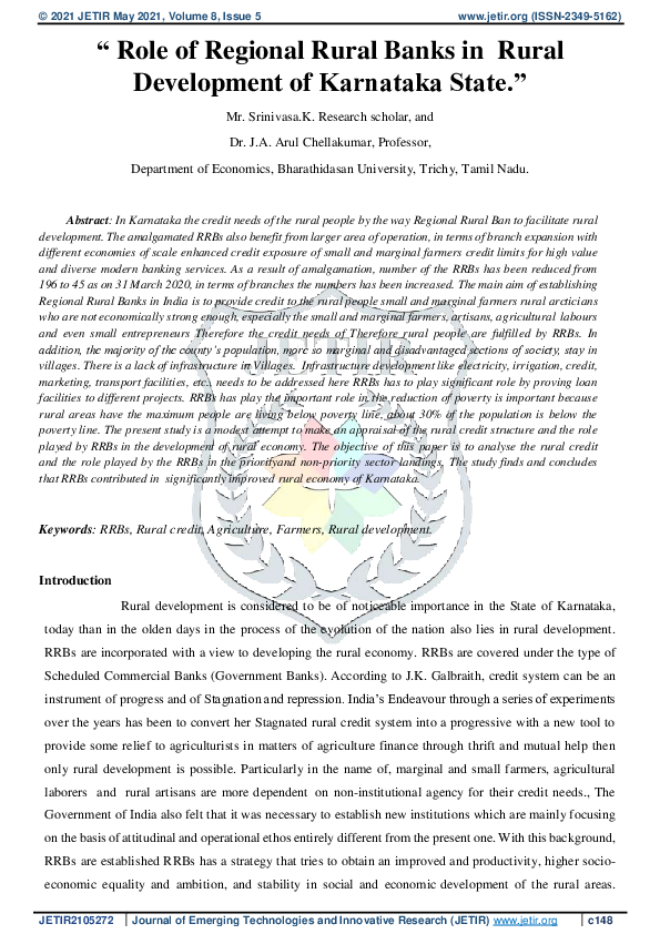 (PDF) Role of Regional Rural Banks in Rural Development