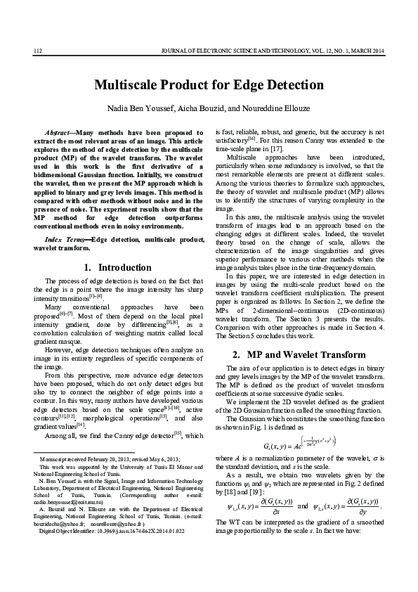 (PDF) Multiscale Product for Edge Detection