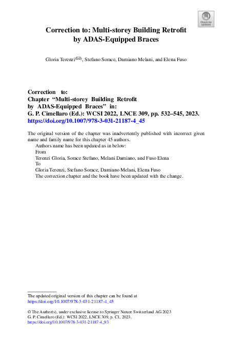(PDF) Correction to: Multi-storey Building Retrofit by ADAS-Equipped Braces
