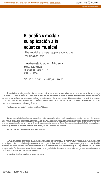 (PDF) El análisis modal: su aplicación a la acústica musical