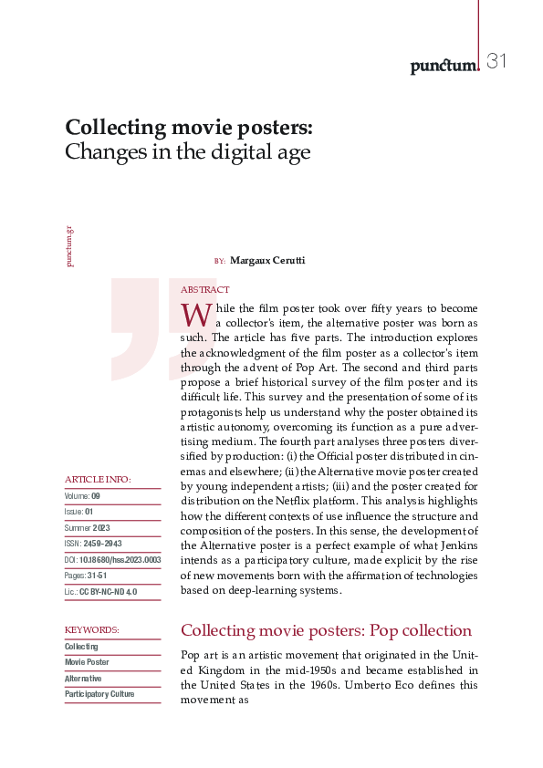 (PDF) Collecting movie posters: Changes in the digital age.