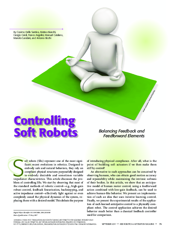 (PDF) Controlling Soft Robots: Balancing Feedback and Feedforward Elements