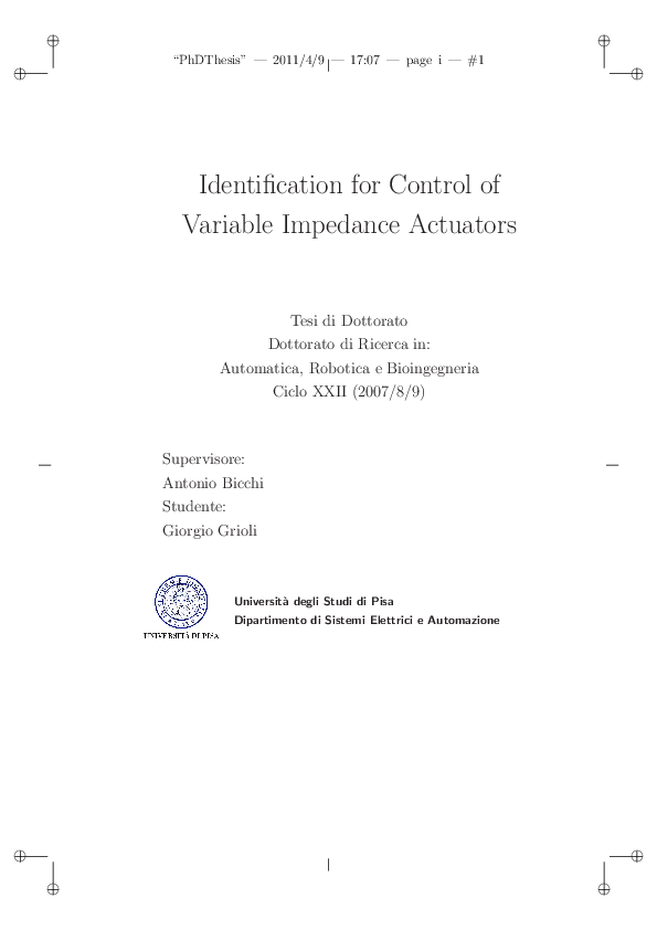 (PDF) Identification for Control of Variable Impedance Actuators