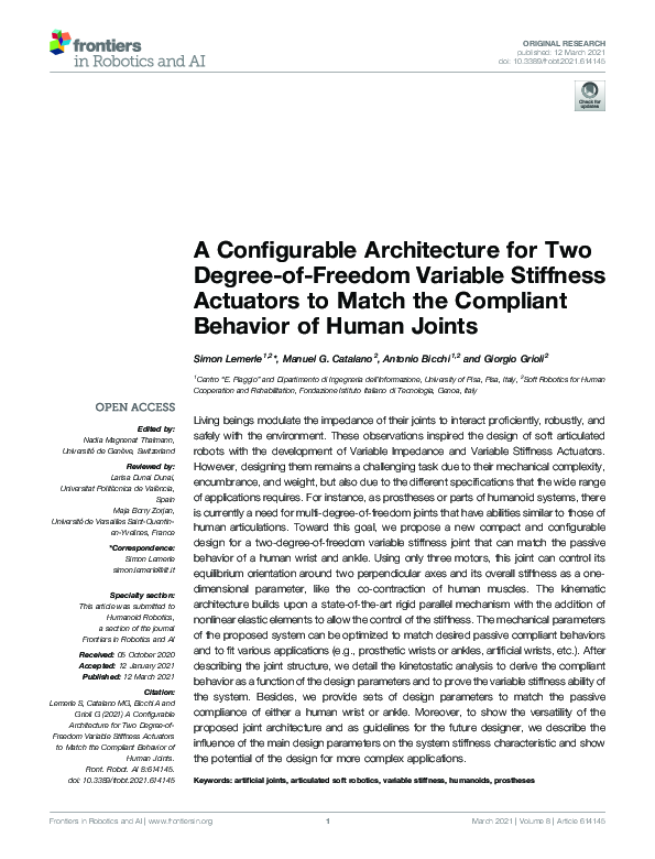 (PDF) A Configurable Architecture for Two Degree-of-Freedom Variable Stiffness Actuators to ...