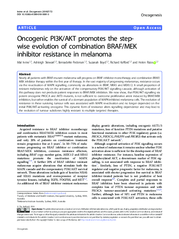 (PDF) Oncogenic PI3K/AKT promotes the step-wise evolution of ...