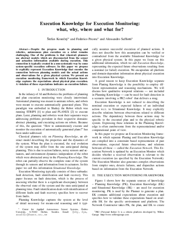 (PDF) Execution Knowledge for Execution Monitoring: what, why, where ...