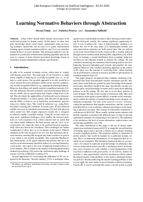 (PDF) Learning Normative Behaviors Through Abstraction