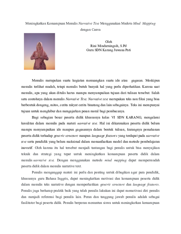 (DOC) Meningkatkan Kemampuan Menulis Narrative Text Menggunakan Medote ...