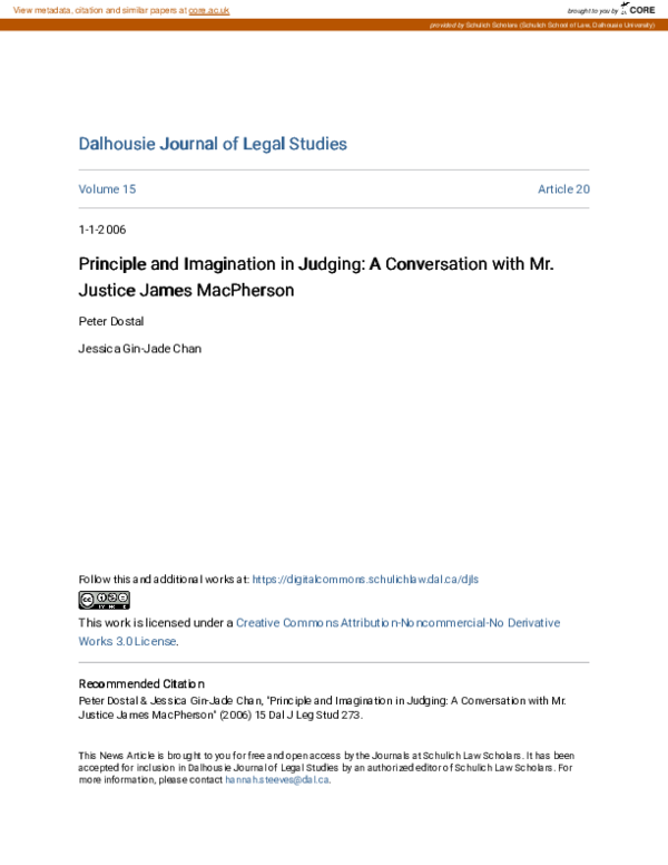 (PDF) Principle and Imagination in Judging: A Conversation with Mr ...