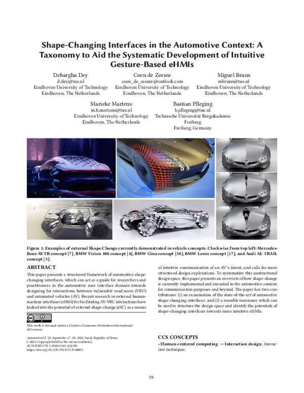 (PDF) Shape-Changing Interfaces in the Automotive Context: A Taxonomy ...