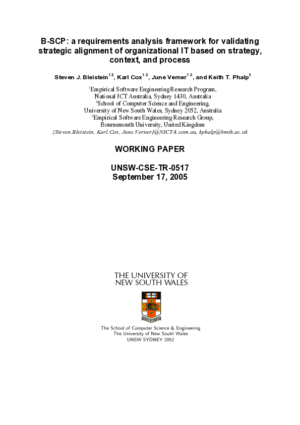 (PDF) B-SCP: A requirements analysis framework for validating strategic ...