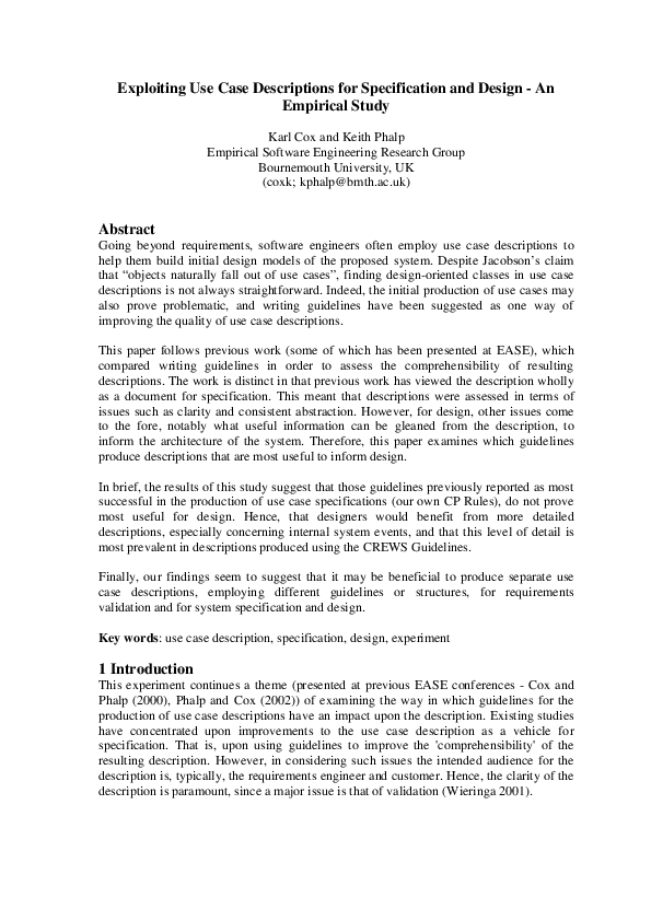 (PDF) Exploiting Use Case Descriptions for Specification and Design ...