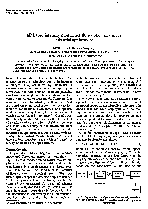(PDF) µ P based intensity modulated fibre optic sensors for industrial ...