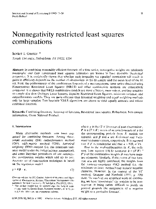 (PDF) Nonnegativity restricted least squares combinations