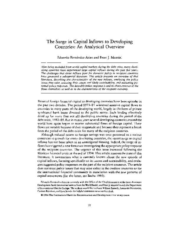 (PDF) The Surge in Capital Inflows to Developing Countries: An ...