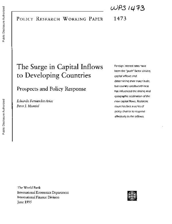 (PDF) The Surge in Capital Inflows to Developing Countries | Peter ...