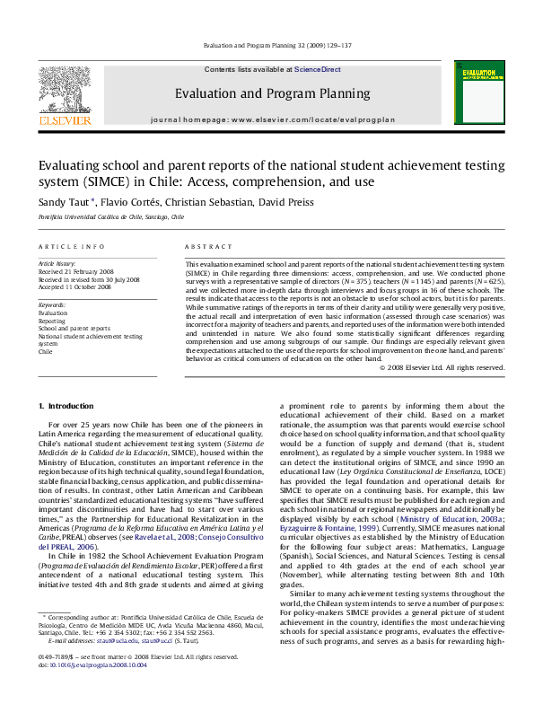 (PDF) Evaluating school and parent reports of the national student ...
