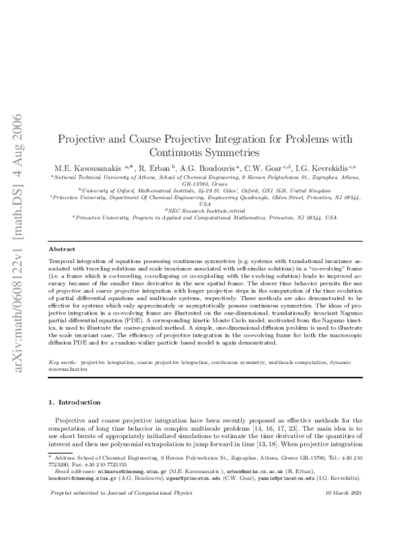 (PDF) Projective and coarse projective integration for problems with continuous symmetries