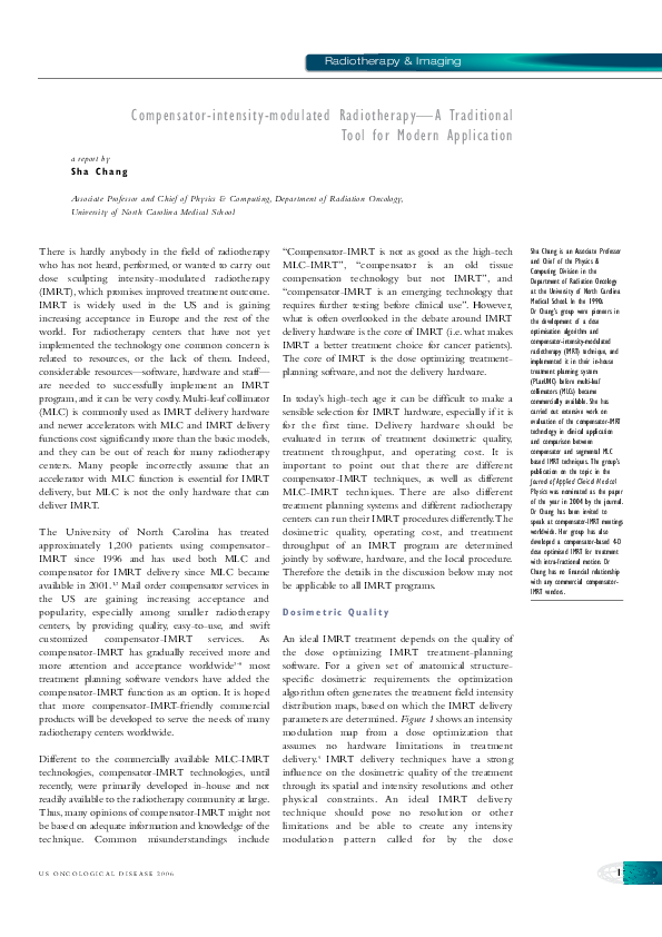 (PDF) Compensator-intensity-modulated Radiotherapy—A Traditional Tool ...