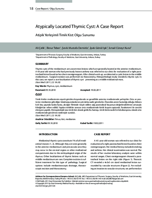 (PDF) Atypically Located Thymic Cyst: A Case Report