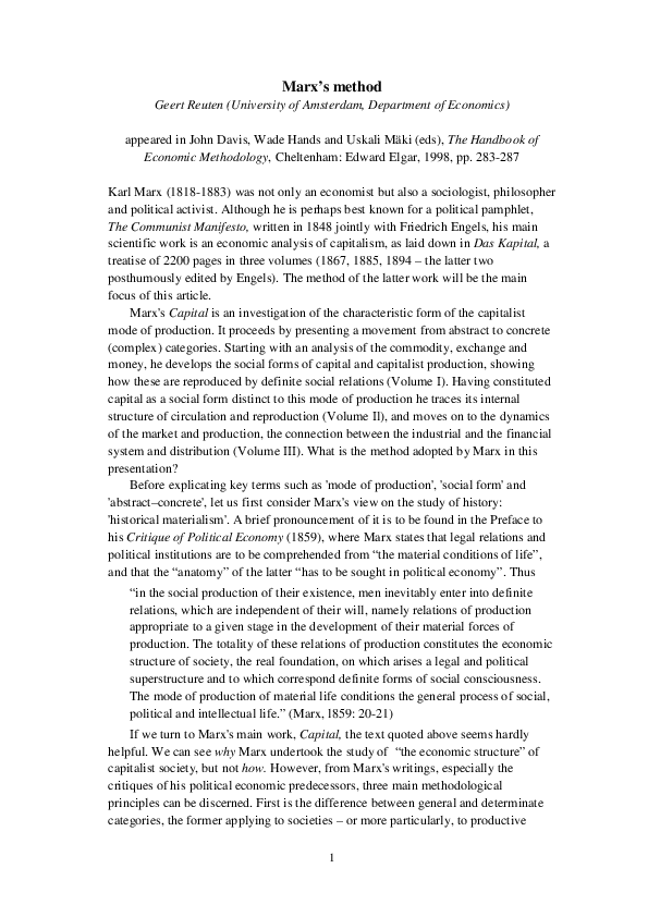 (PDF) Marx's method