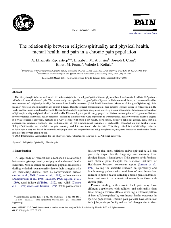 (PDF) The relationship between religion/spirituality and physical ...