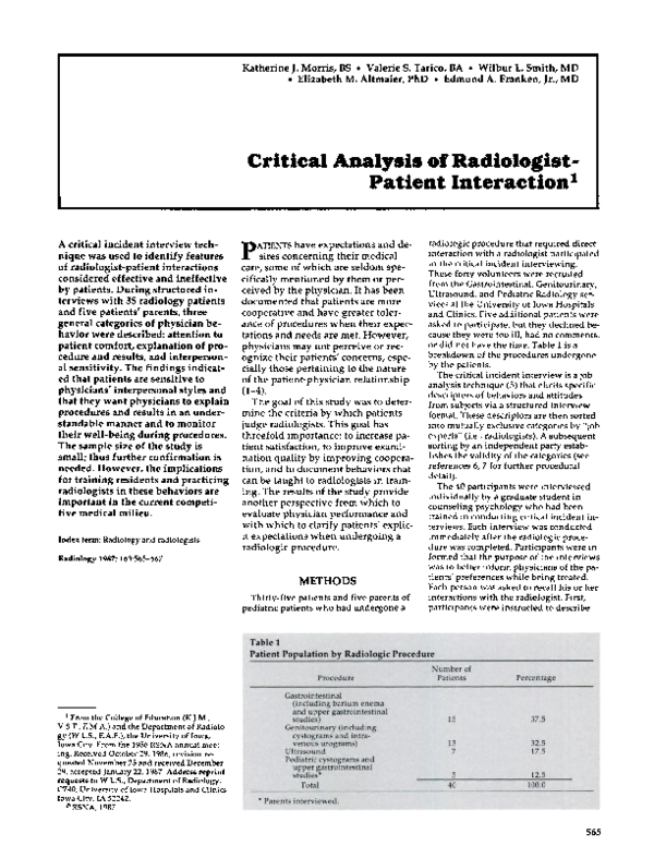 (PDF) Critical analysis of radiologist-patient interaction
