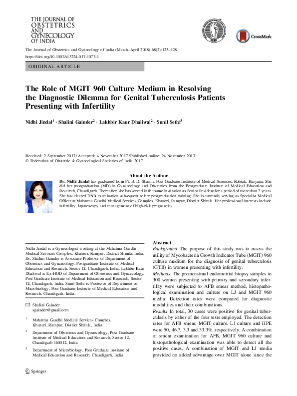 (PDF) The Role of MGIT 960 Culture Medium in Resolving the Diagnostic ...