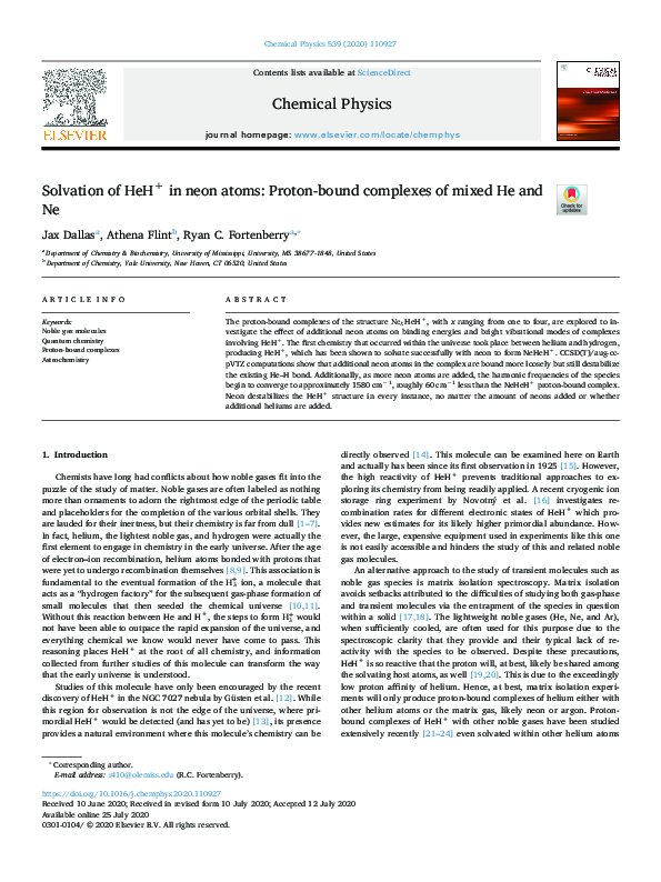 (PDF) Solvation of HeH+ in neon atoms: Proton-bound complexes of mixed ...