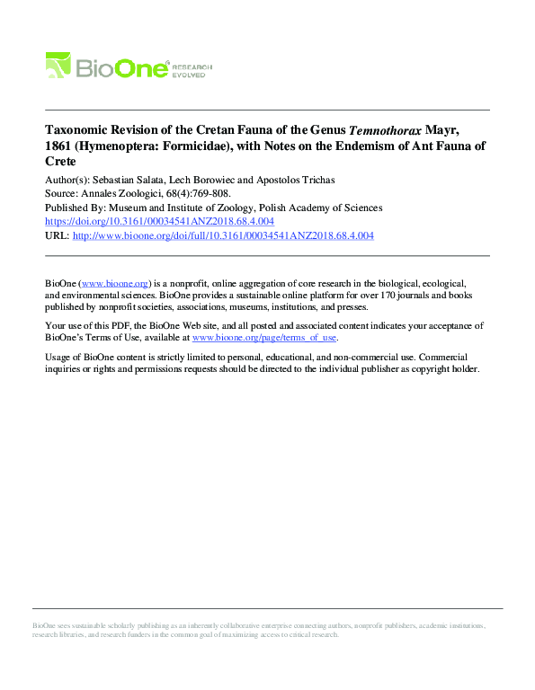 (PDF) Taxonomic Revision of the Cretan Fauna of the ...