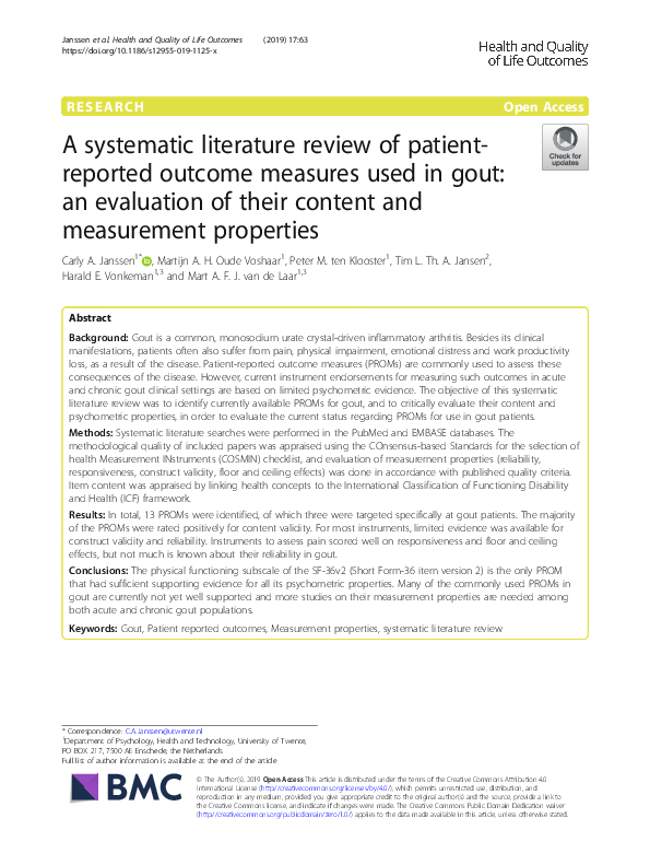 (PDF) A Systematic Literature Review of Patient-Reported Outcome ...