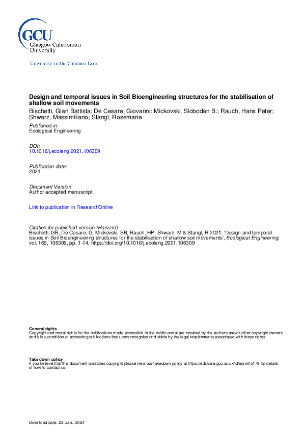 (PDF) Design and temporal issues in Soil Bioengineering structures for ...