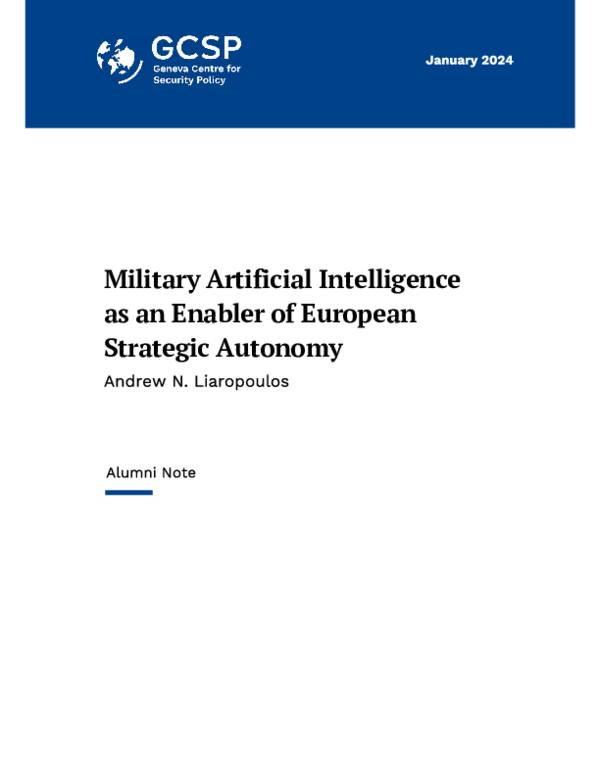 (PDF) Military AI as an Enabler of European Strategic Autonomy